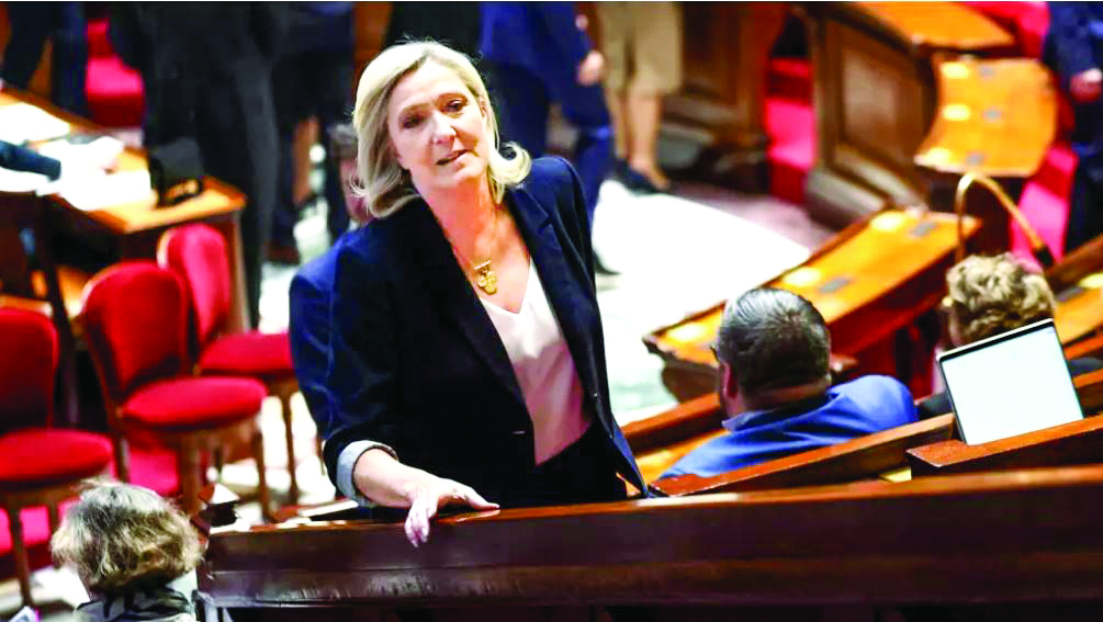 French far-right leader Marine Le Pen arrives at the National Assembly ...